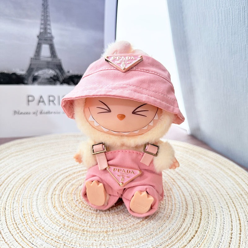 Labubu Luxury Overalls & Triangle Hat Outfit Set - Labubu Hut