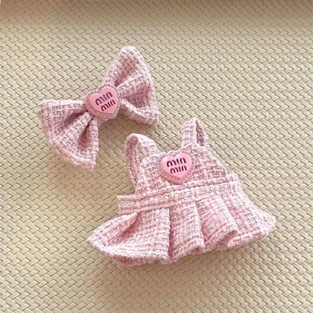 Pink Dress Outfit Set For Labubu With Bow Headpiece - Labubu Hut