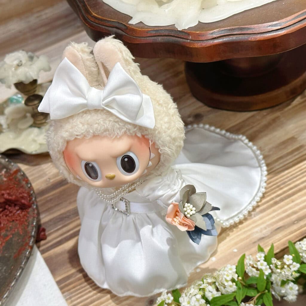 White Long Dress Gown Set For Labubu - Labubu Hut