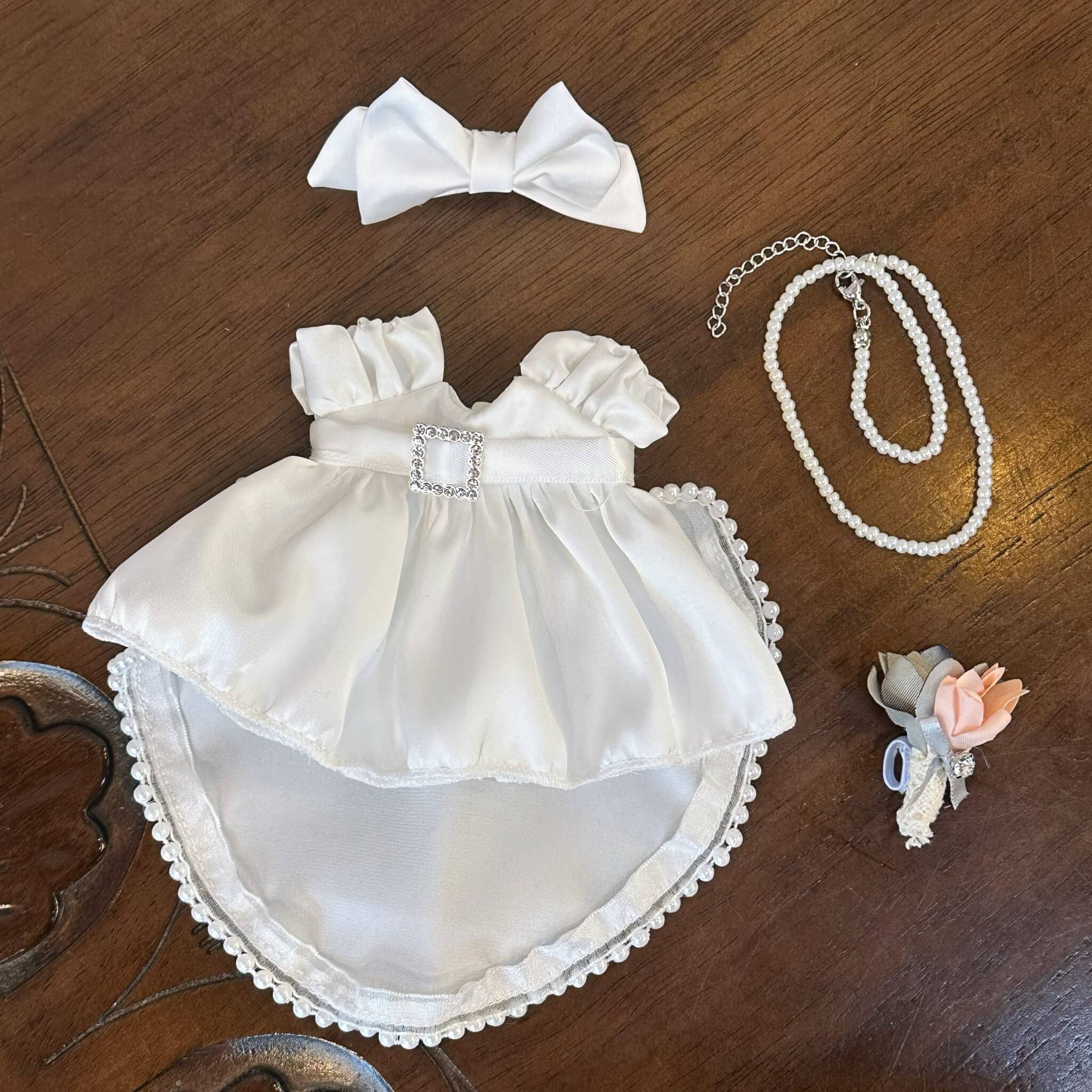 White Long Dress Gown Set For Labubu - Labubu Hut